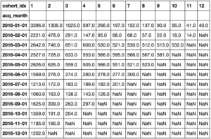 Cohort Analysis with Python's matplotlib, pandas, numpy and datetime